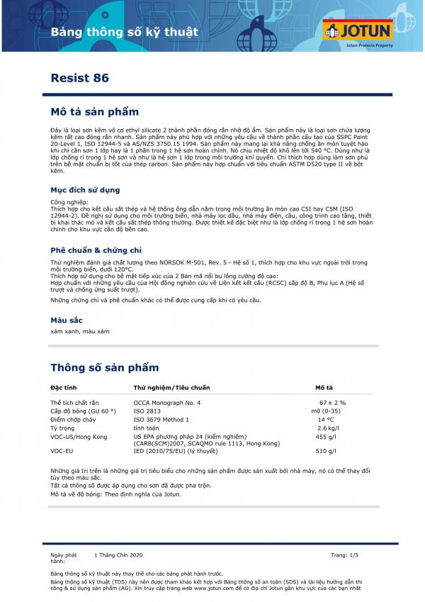 Sơn Lót Giàu Kẽm Silicate Jotun Resist 86 - 10.6 L - Đạt Lâm