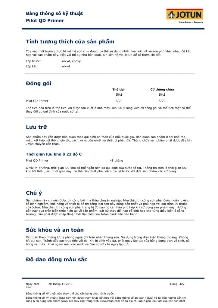 Sơn Lót Alkyd Khô Nhanh Pilot QD Primer -20L - Đạt Lâm