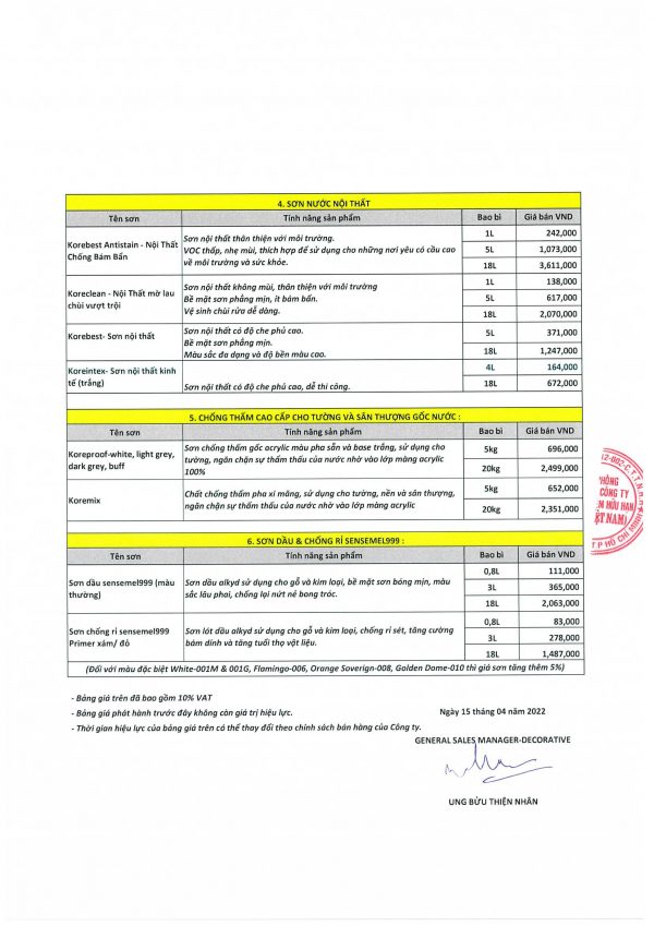 BẢNG GIÁ SƠN KCC MỚI NHẤT 2023 - Đạt Lâm