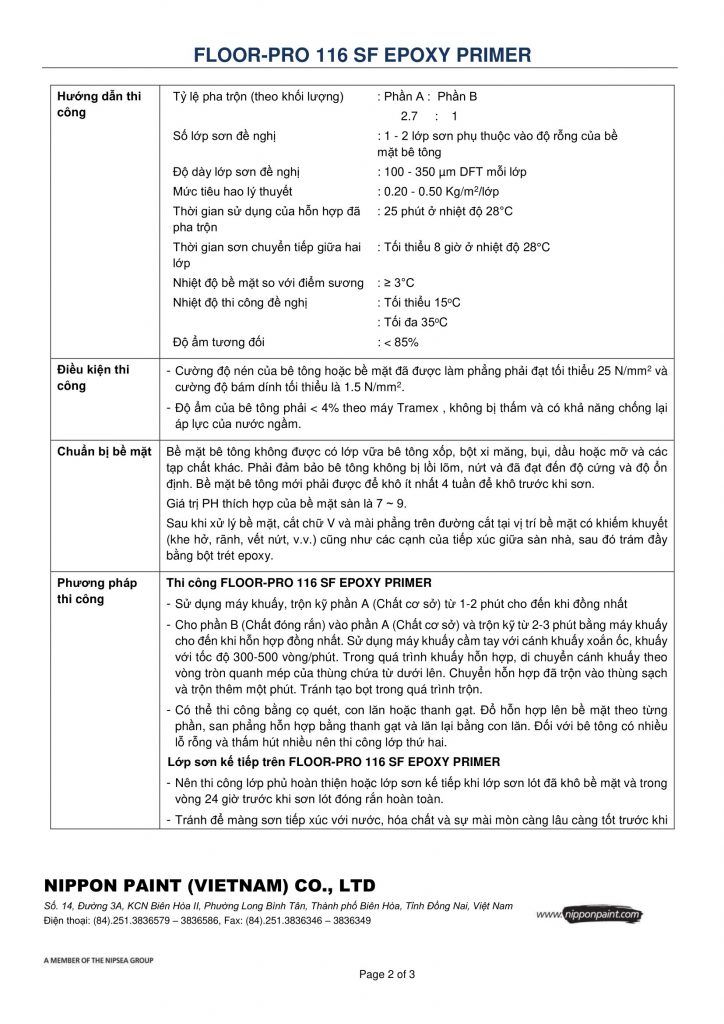 FLOOR PRO 116 SF PRIMER -LÓT SÀN- 20 KG - Đạt Lâm