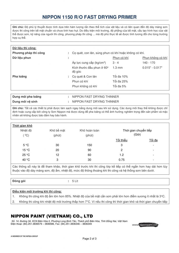 1150 R/O FAST DRYING PRIMER - Sơn Nhanh Khô - 5L - Đạt Lâm